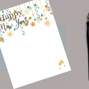 Happy New Year Printable Paper, Letter Writing Journal Pages, New Year ...