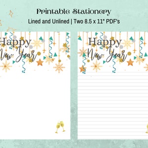 Happy New Year Printable Paper, Letter Writing Journal Pages, New Year ...