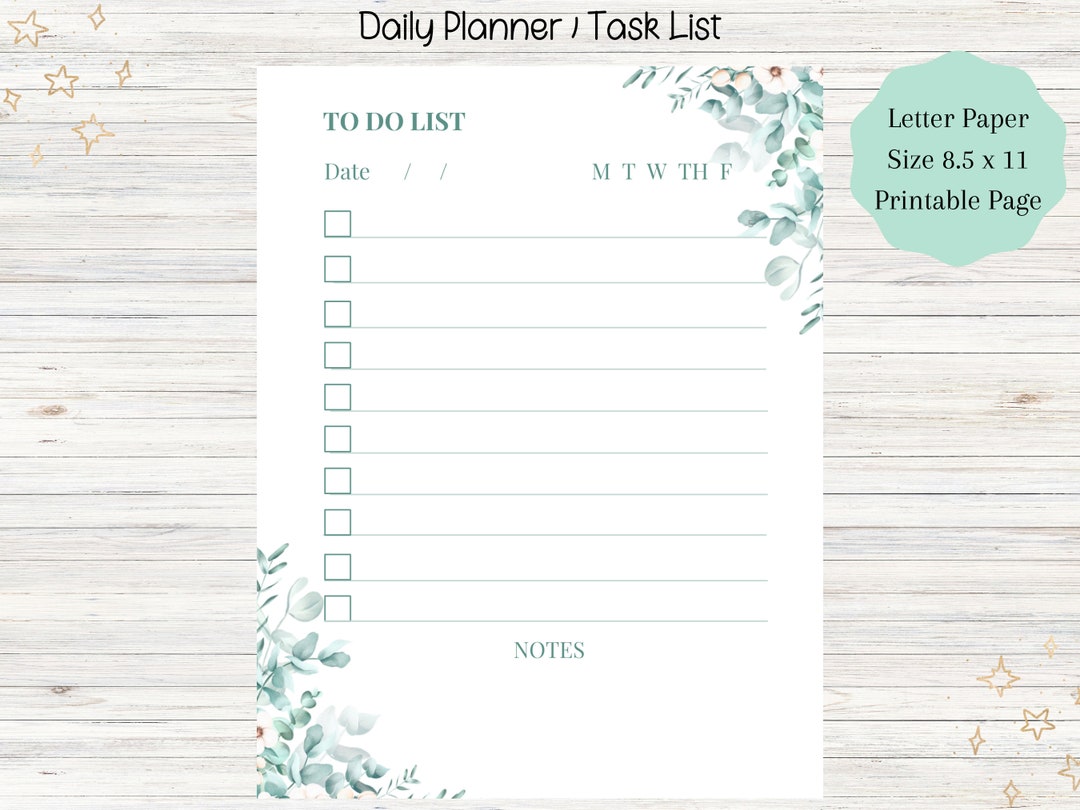 Printable to Do List, Daily Task Planner, Journal Page Printable ...