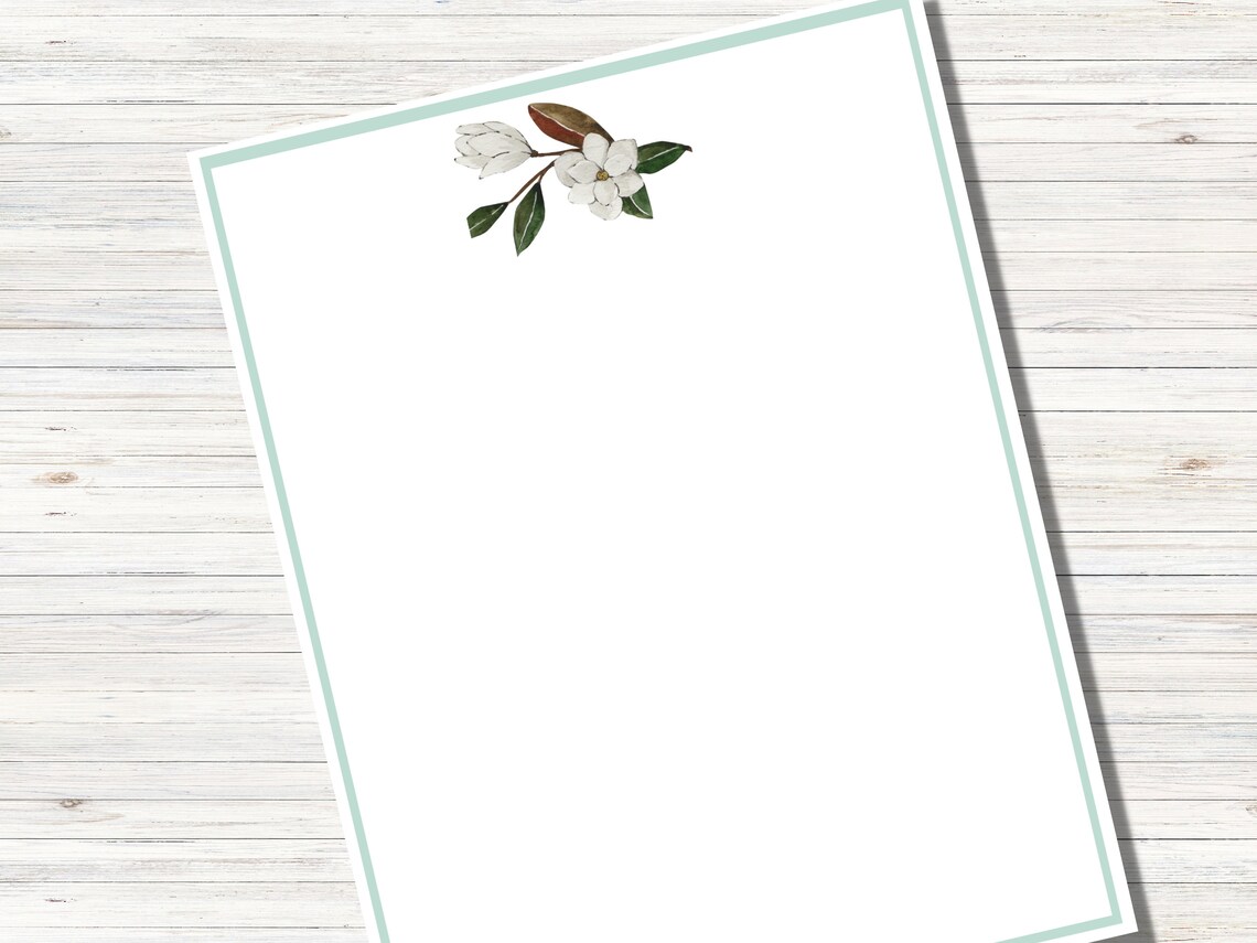 Magnolia Floral Stationery: Lined Letter Paper (PDF Printable) - Etsy