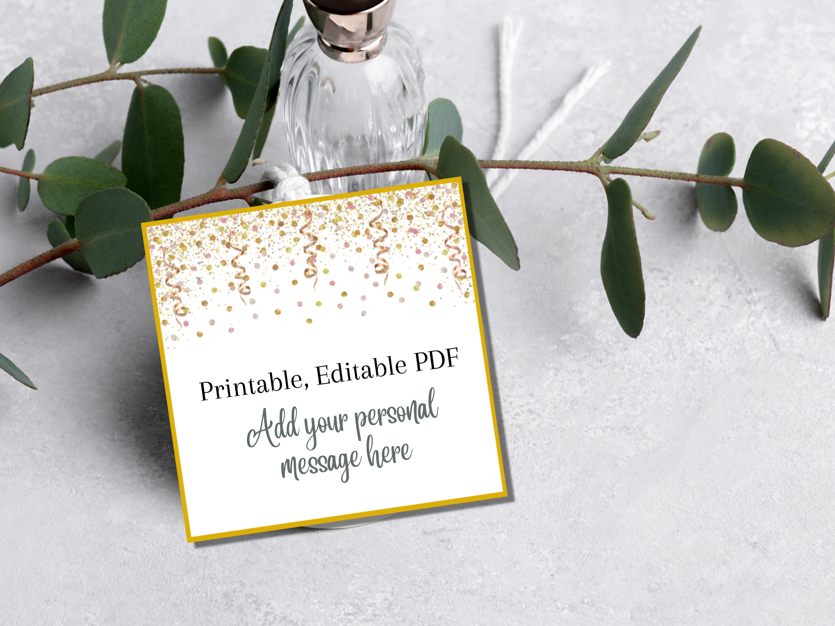 Gold Confetti Gift Tags Editable Square Gold Tags Gold Gift - Etsy