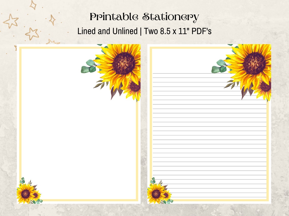 Sunflowers Printable Notepaper Printable Journal or Letter - Etsy