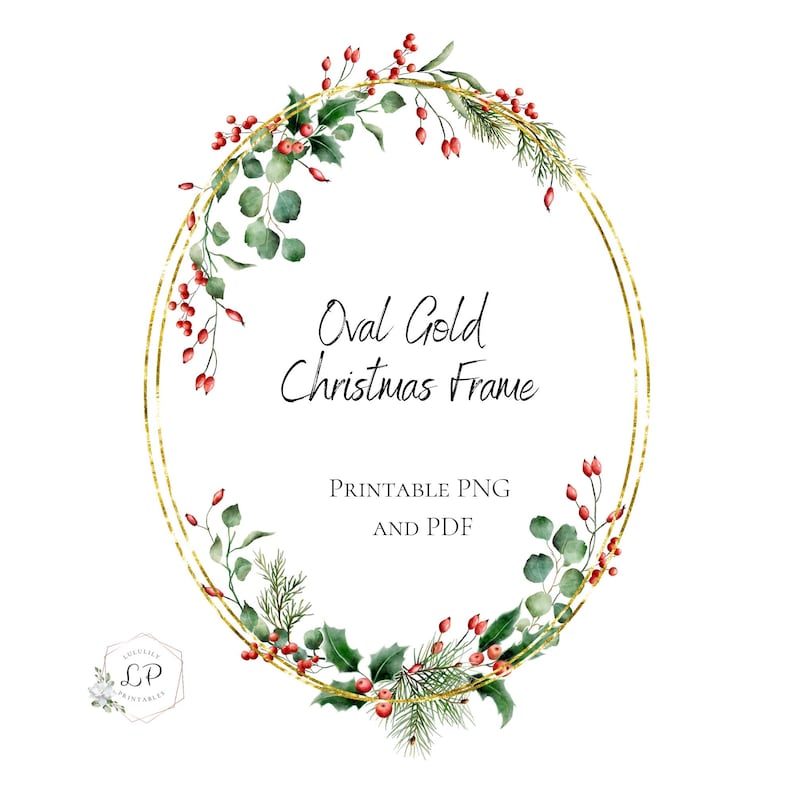 Christmas Clipart Printable Frame Christmas Flowers, Instant Festive ...