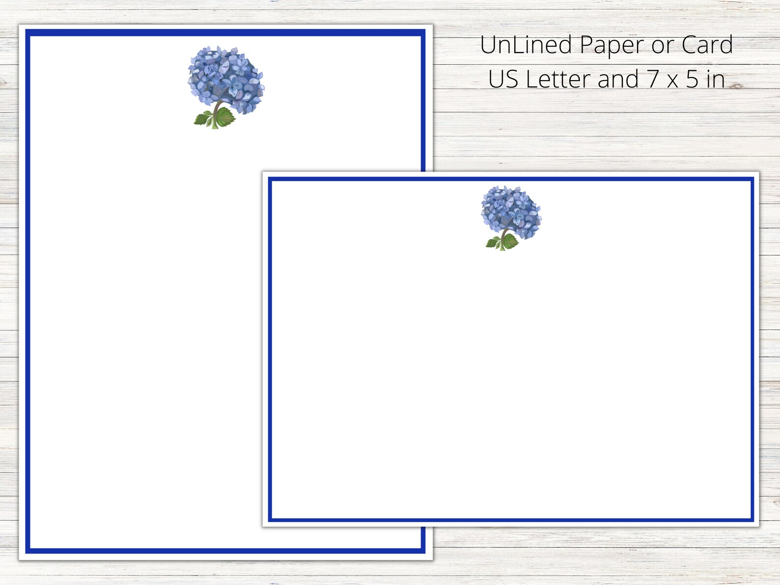 Blue Hydrangea Printable Paper Letter Writing Thank You Notes Journal ...