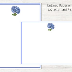 Blue Hydrangea Printable Paper Letter Writing Thank You Notes Journal ...