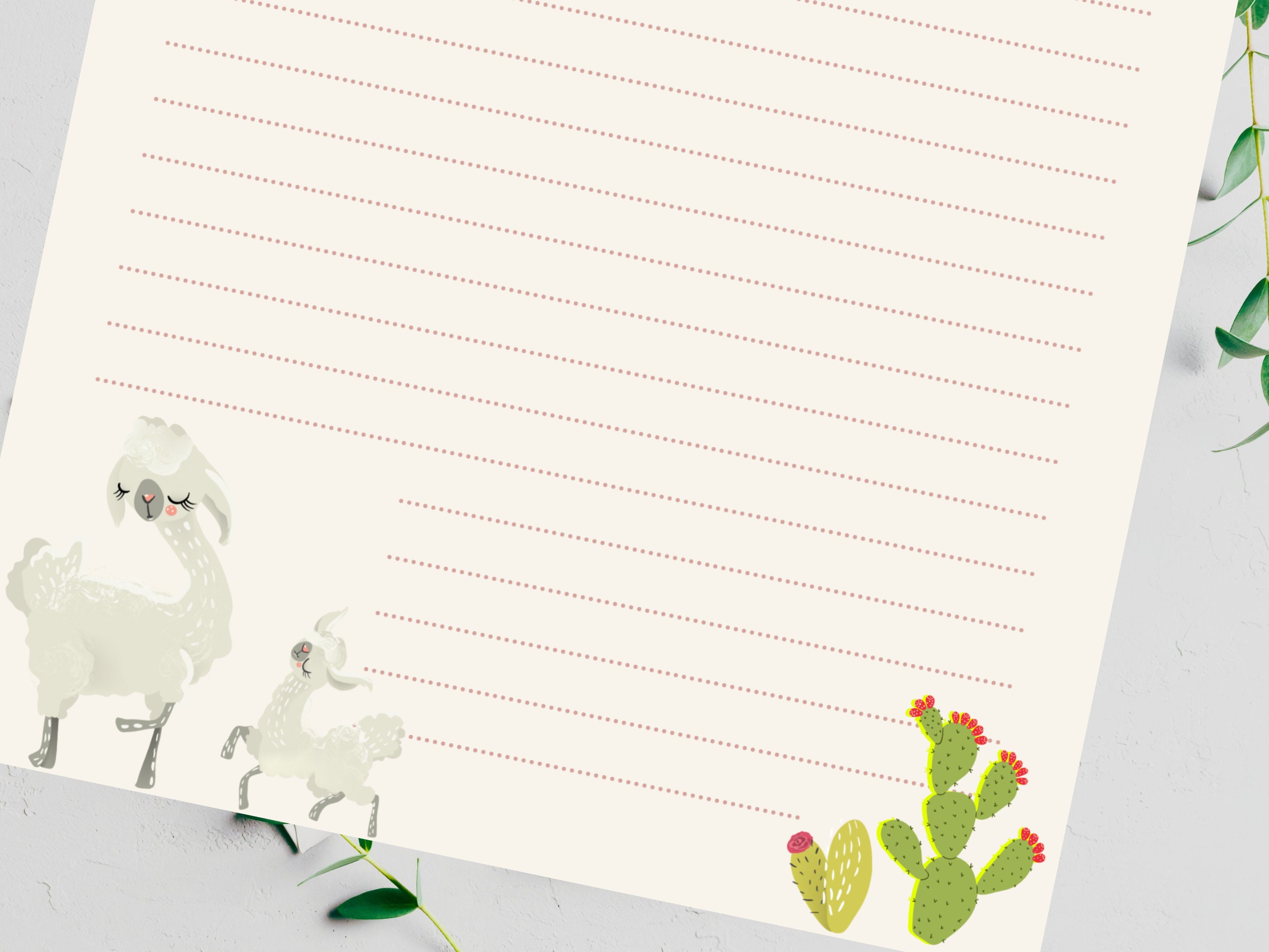 Baby Lama Writing Paper, Printable Stationery, Baby Animal Thank You ...