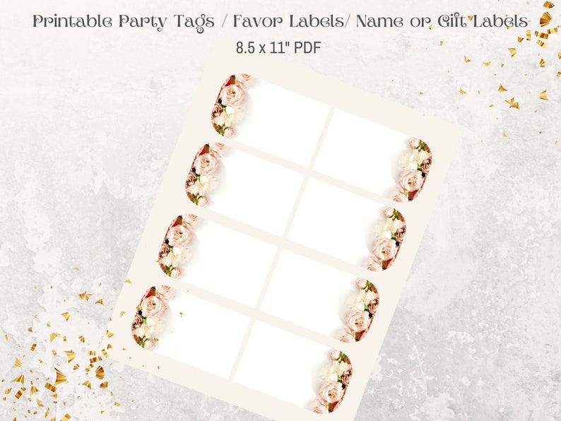 Pink Floral Gift Tags: Printable Blank Labels (PDF) - Etsy