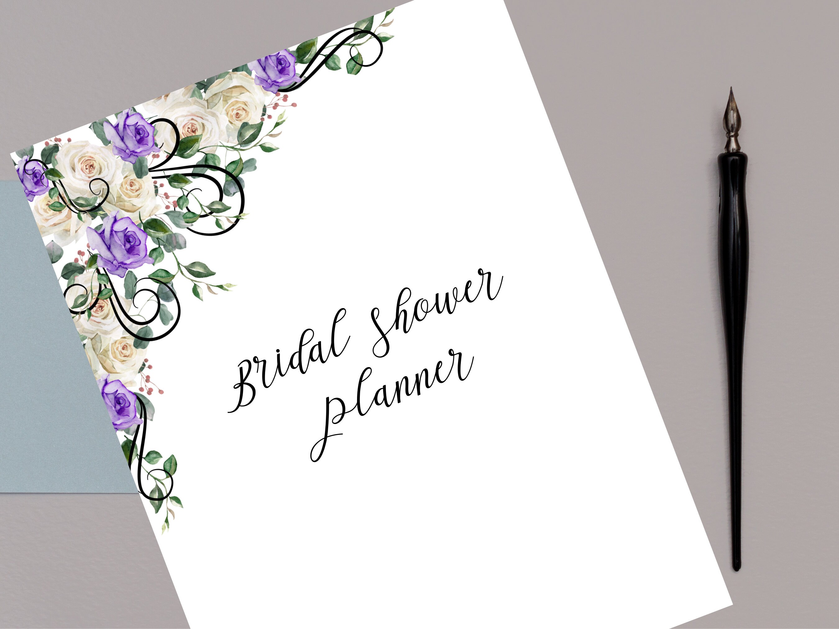 Printable Botanical Floral Stationery Note Paper in Purple and Black - Etsy