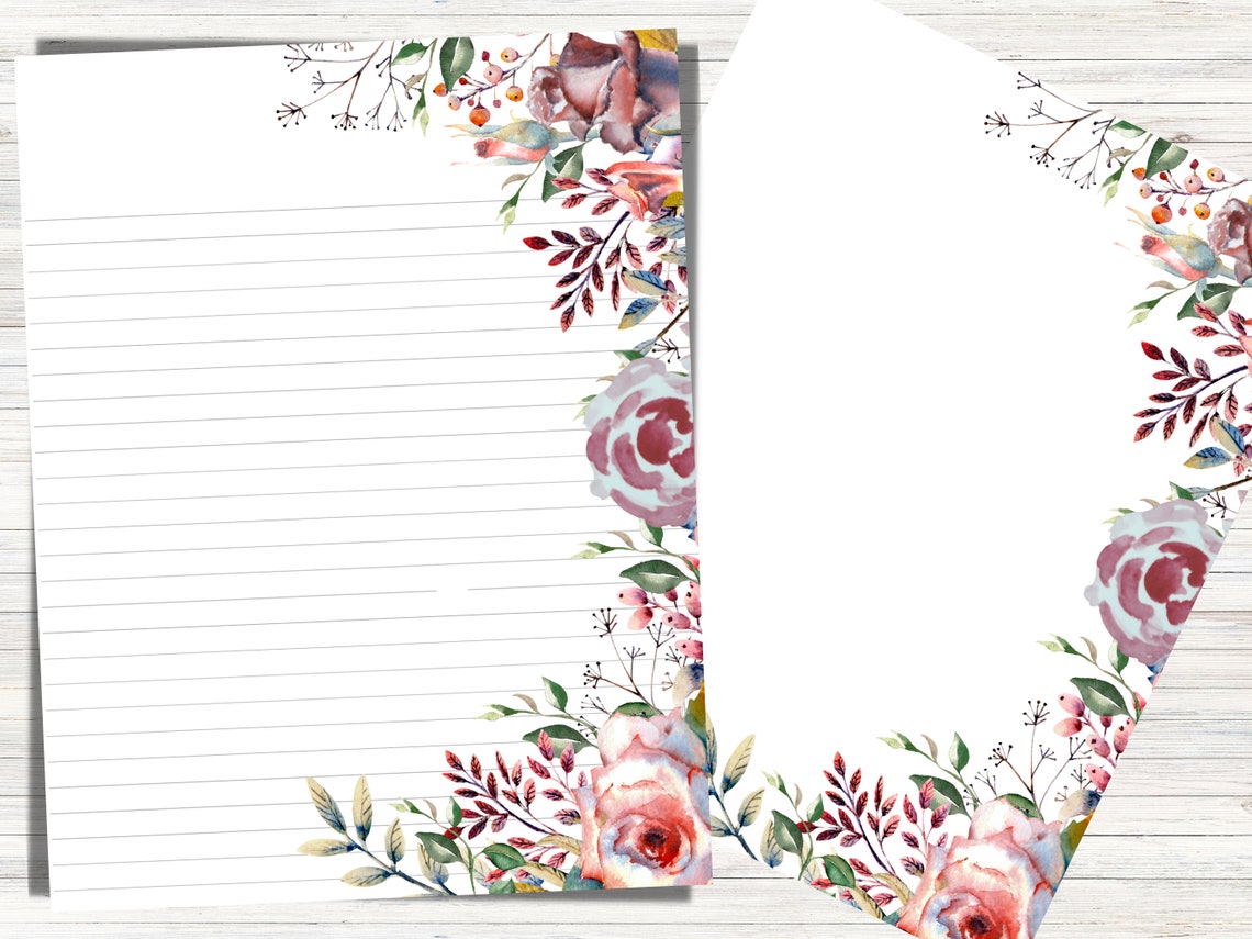 Floral Writing Paper Printable Stationery Note Pages or Journal Paper ...