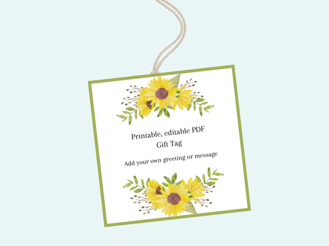 EDITABLE Sunflower Gift Tags, Flower Stickers, Personalize With ...