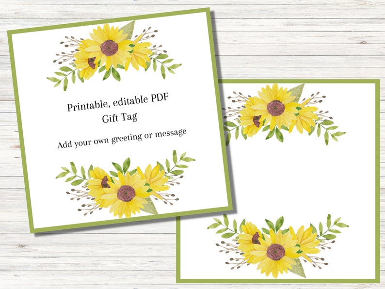 EDITABLE Sunflower Gift Tags, Flower Stickers, Personalize With ...