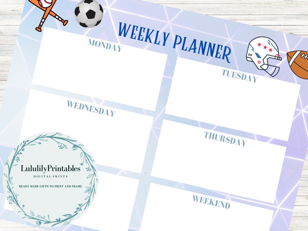 Sports Weekly Planner: Back to School Kid's Schedule (digital Download ...