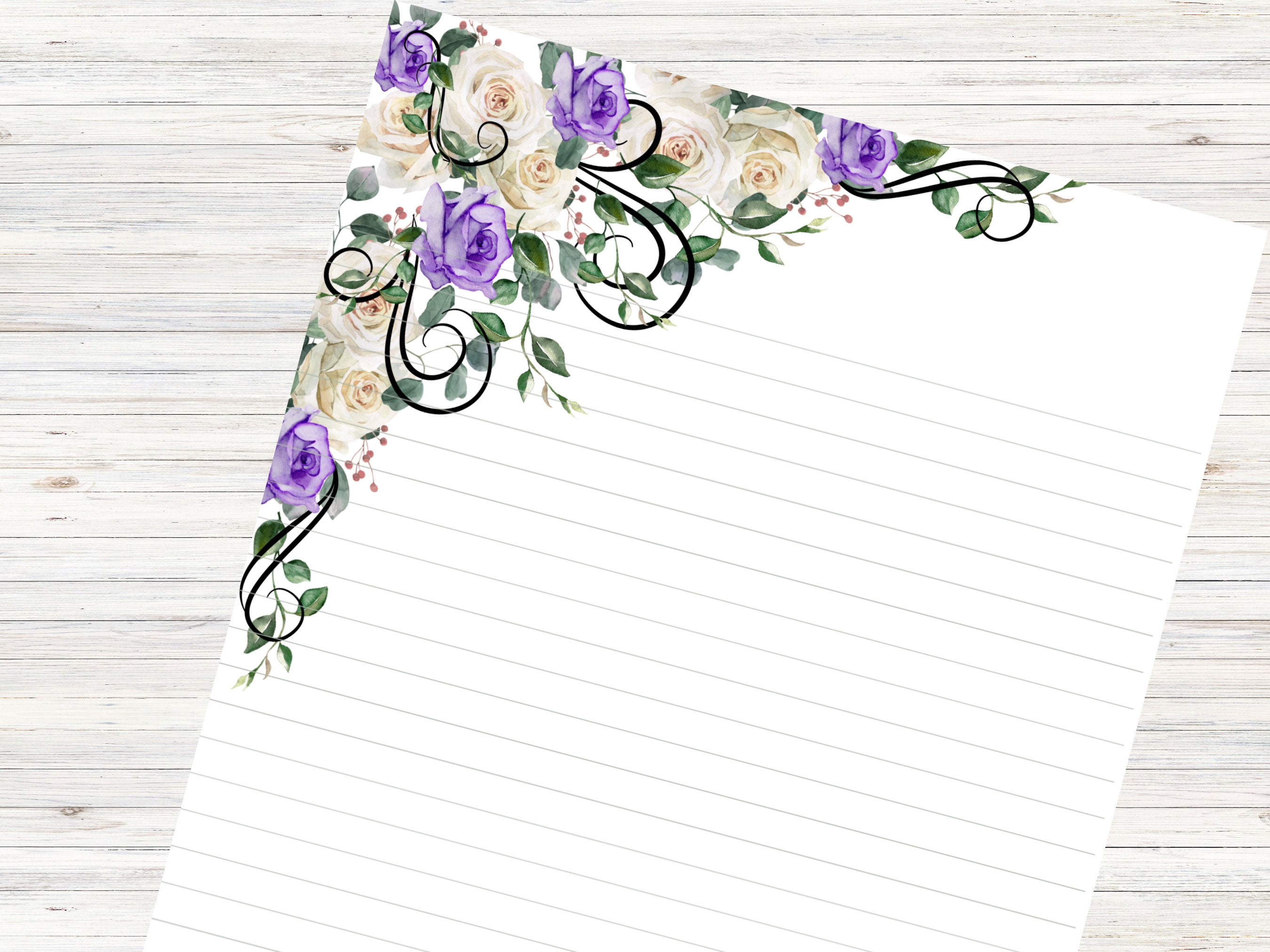 Printable Botanical Floral Stationery Note Paper - Etsy