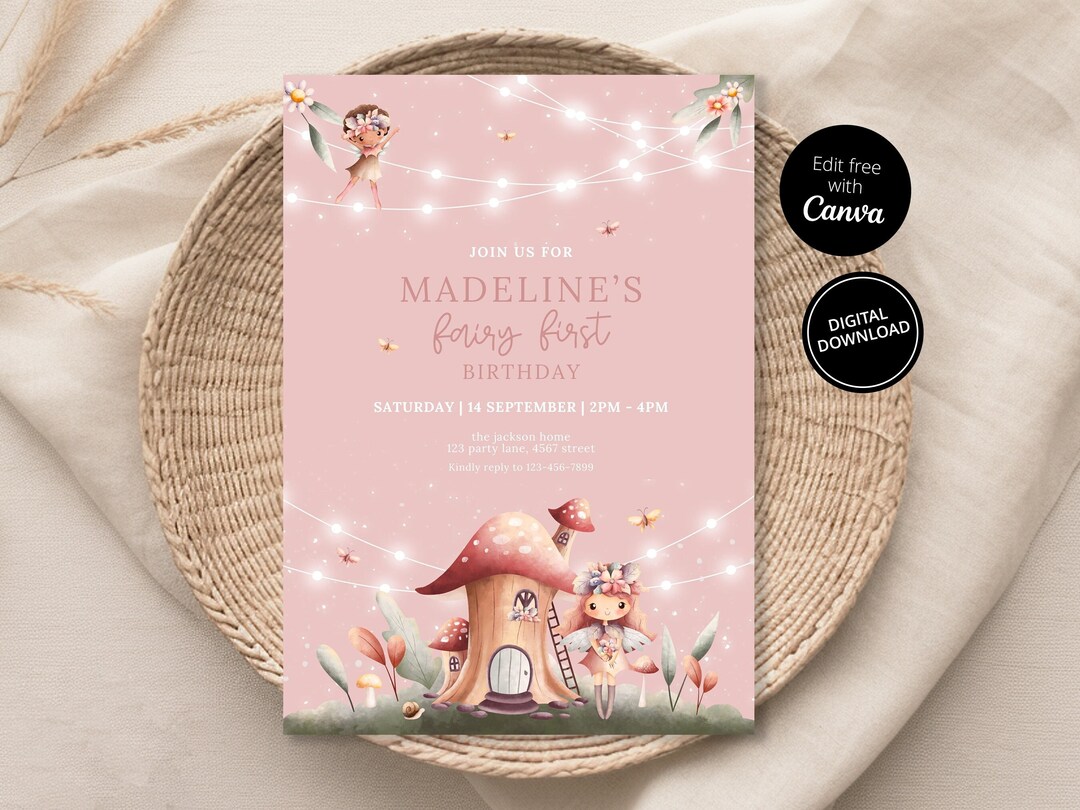Editable Fairy Birthday Invitation, Enchanted Forest Invitation, Tea ...
