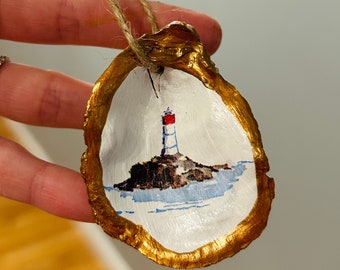 Lighthouse Oyster Shell Ornament or Magnet. - Etsy