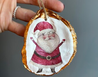 Oyster Shell Santa Ornament Hand Painted - Etsy