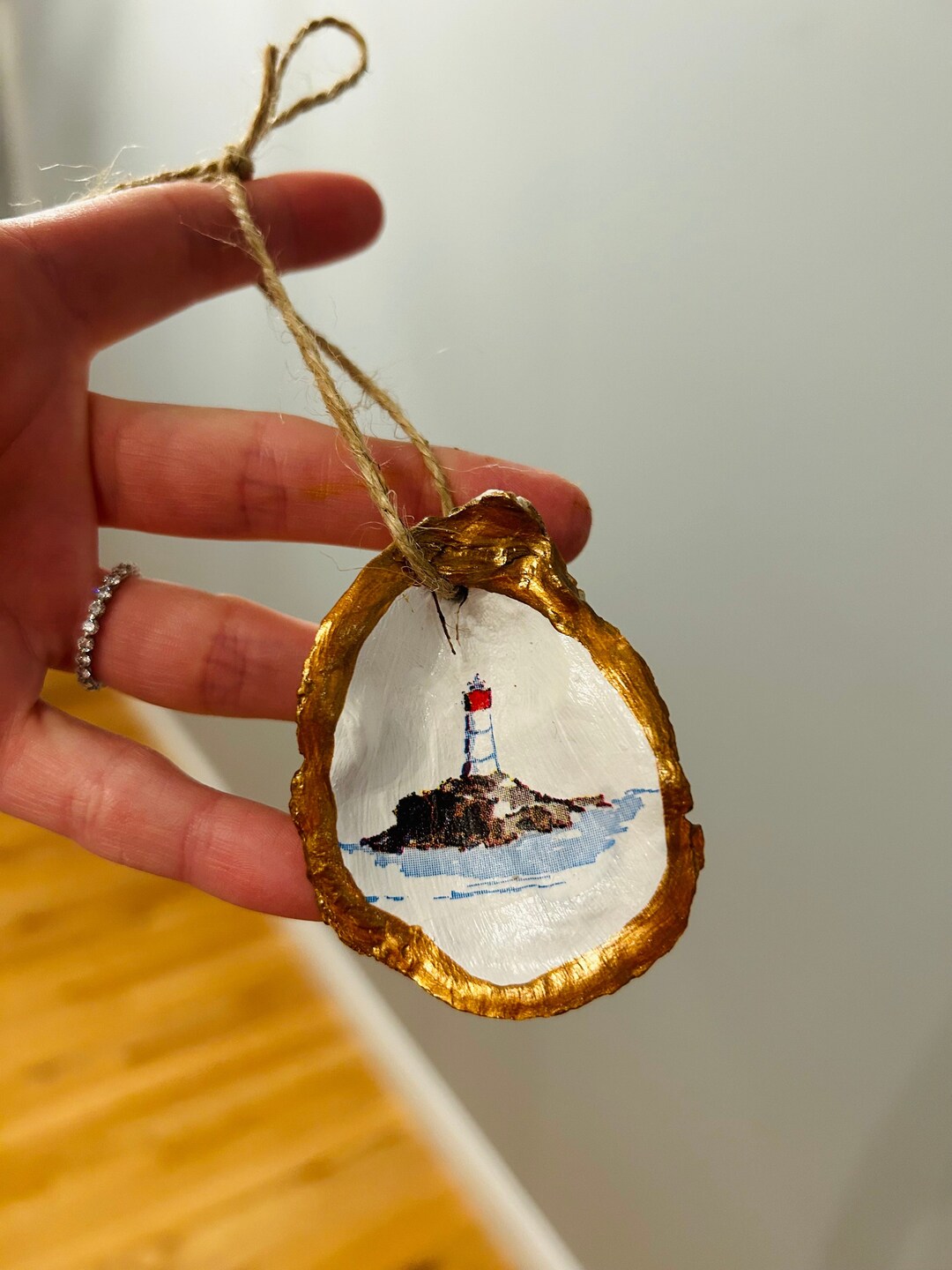 Lighthouse Oyster Shell Ornament - Etsy