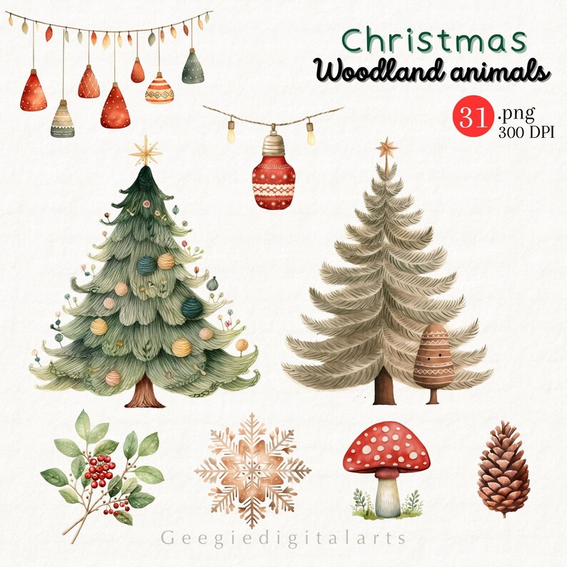 Cozy Christmas Woodland Clipart | Cute Forest Animals | 31 Elements ...