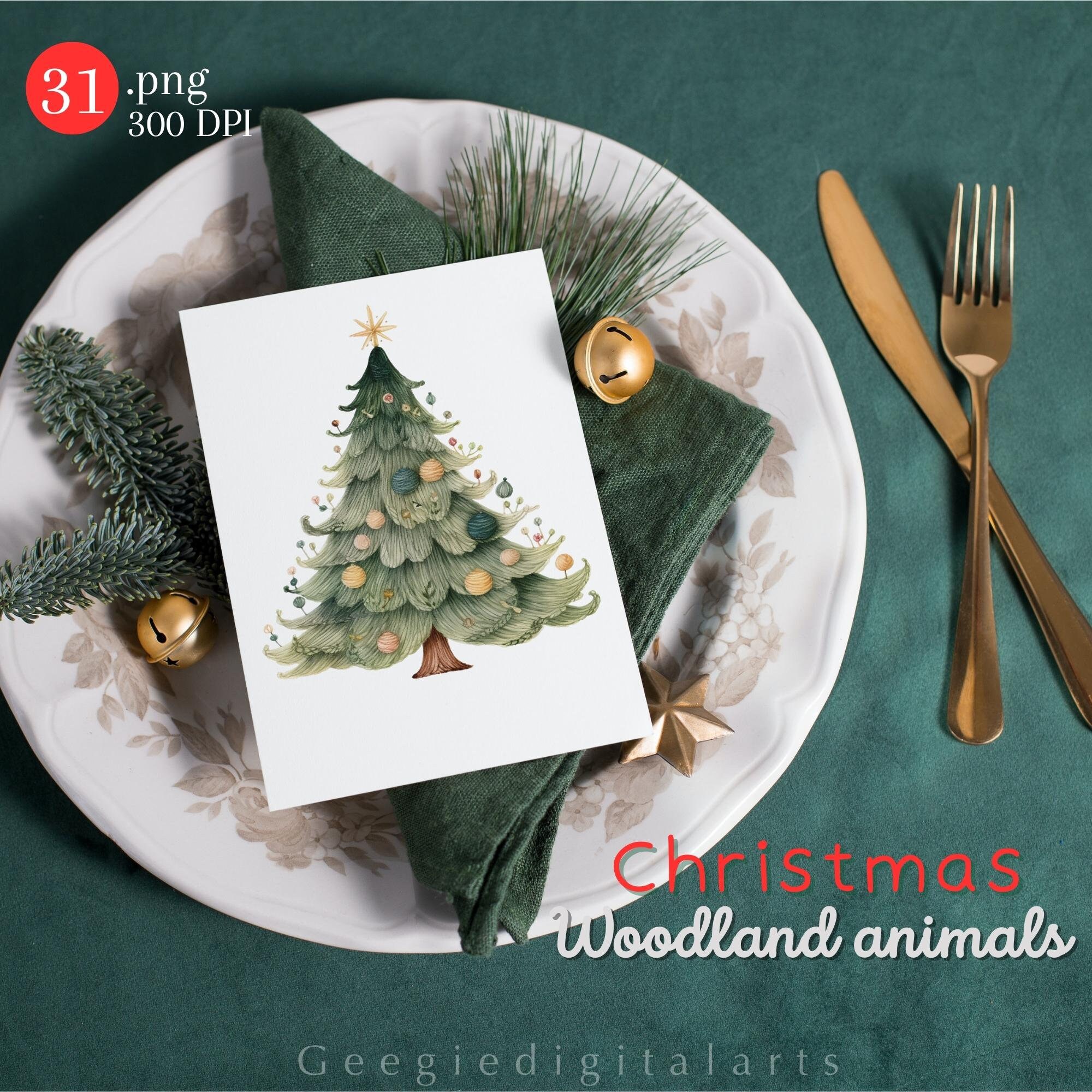 Cozy Christmas Woodland Clipart Cute Forest Animals 31 Elements .png ...