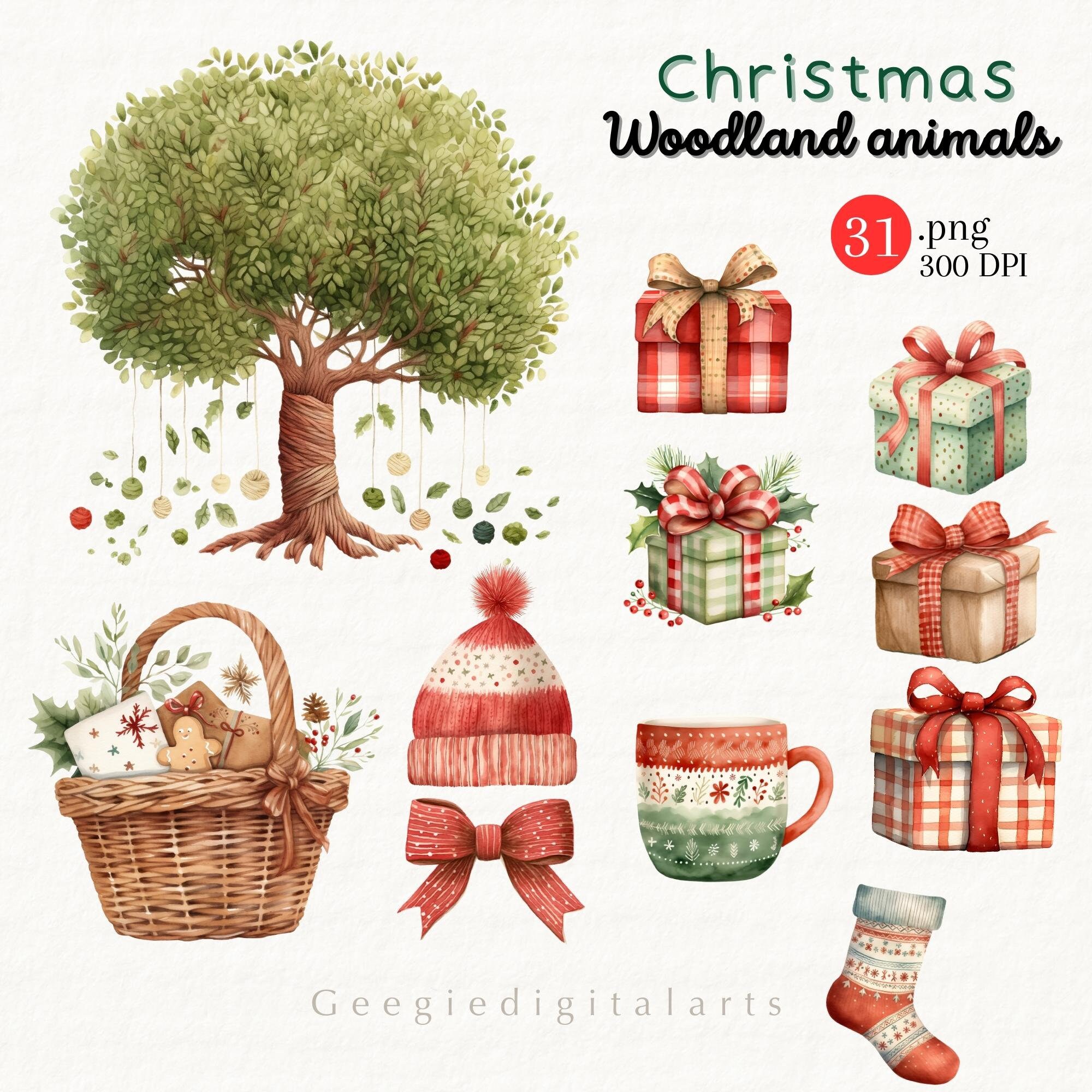 Cozy Christmas Woodland Clipart | Cute Forest Animals | 31 Elements ...