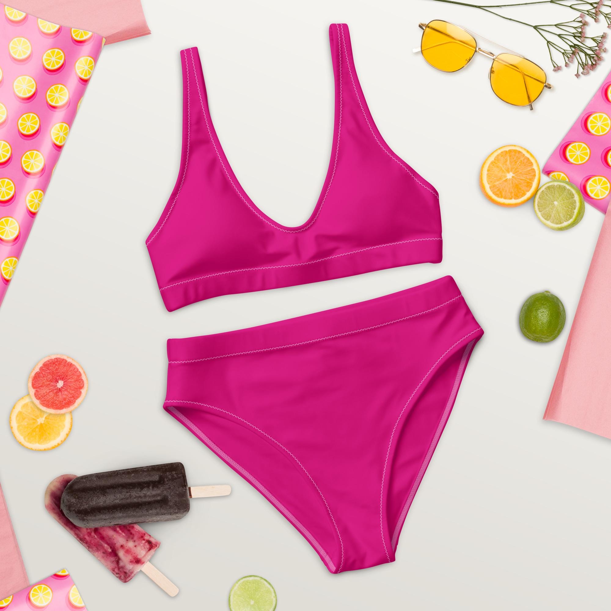 Pink High-waisted Bikini - Etsy
