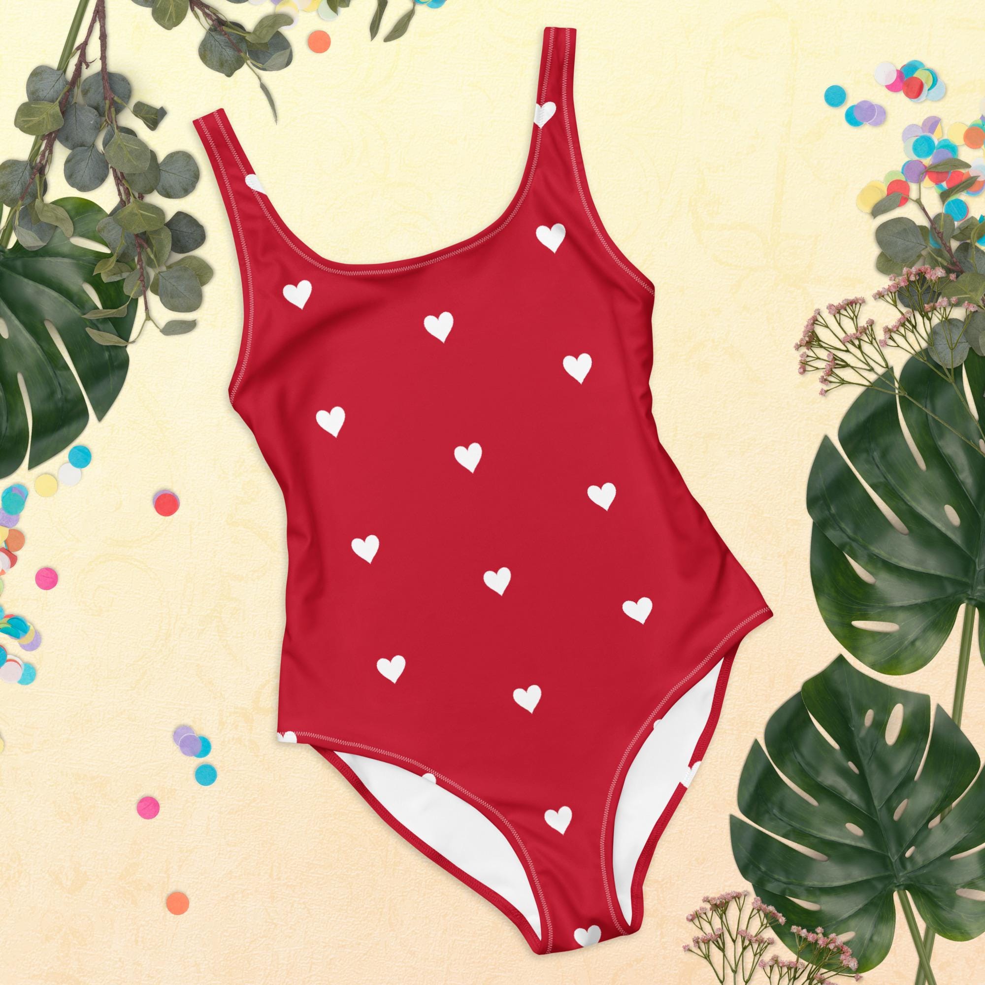 One-piece Red Swimsuit - Etsy