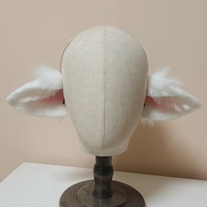 White Sheep Ears，cute Luxury Realistic Wolf Ear Headband,halloween ...