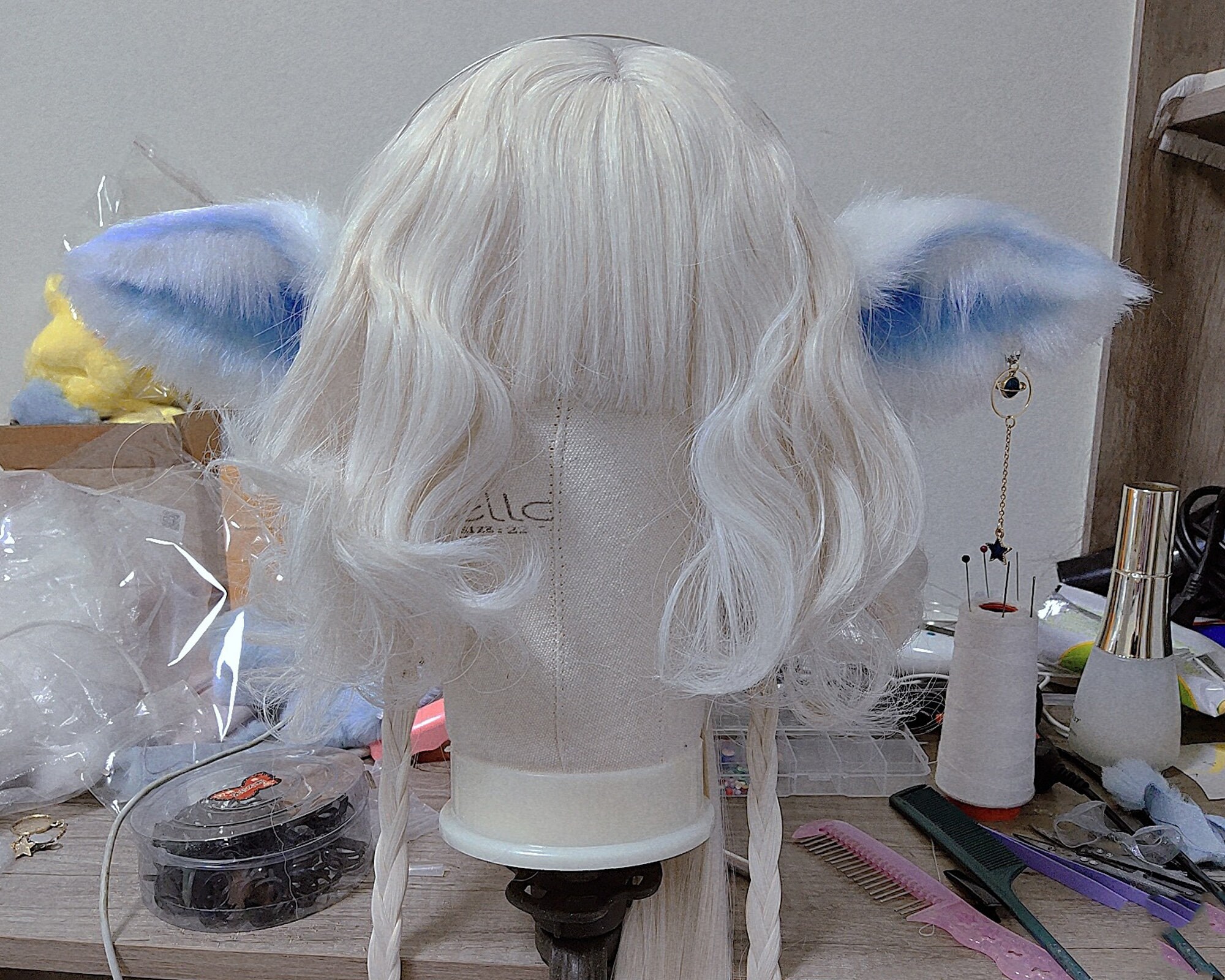 Blue Sheep Earscute Luxury Realistic Wolf Ears Headband,halloween ...