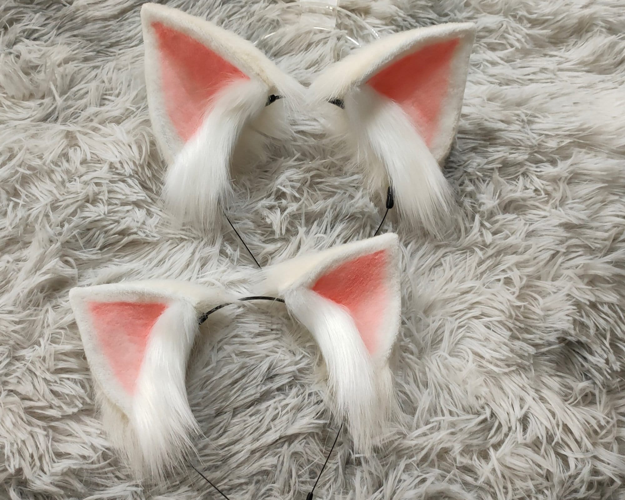 White Fox Earscute Luxury Realistic Wolf Ears Headband,halloween Animal ...