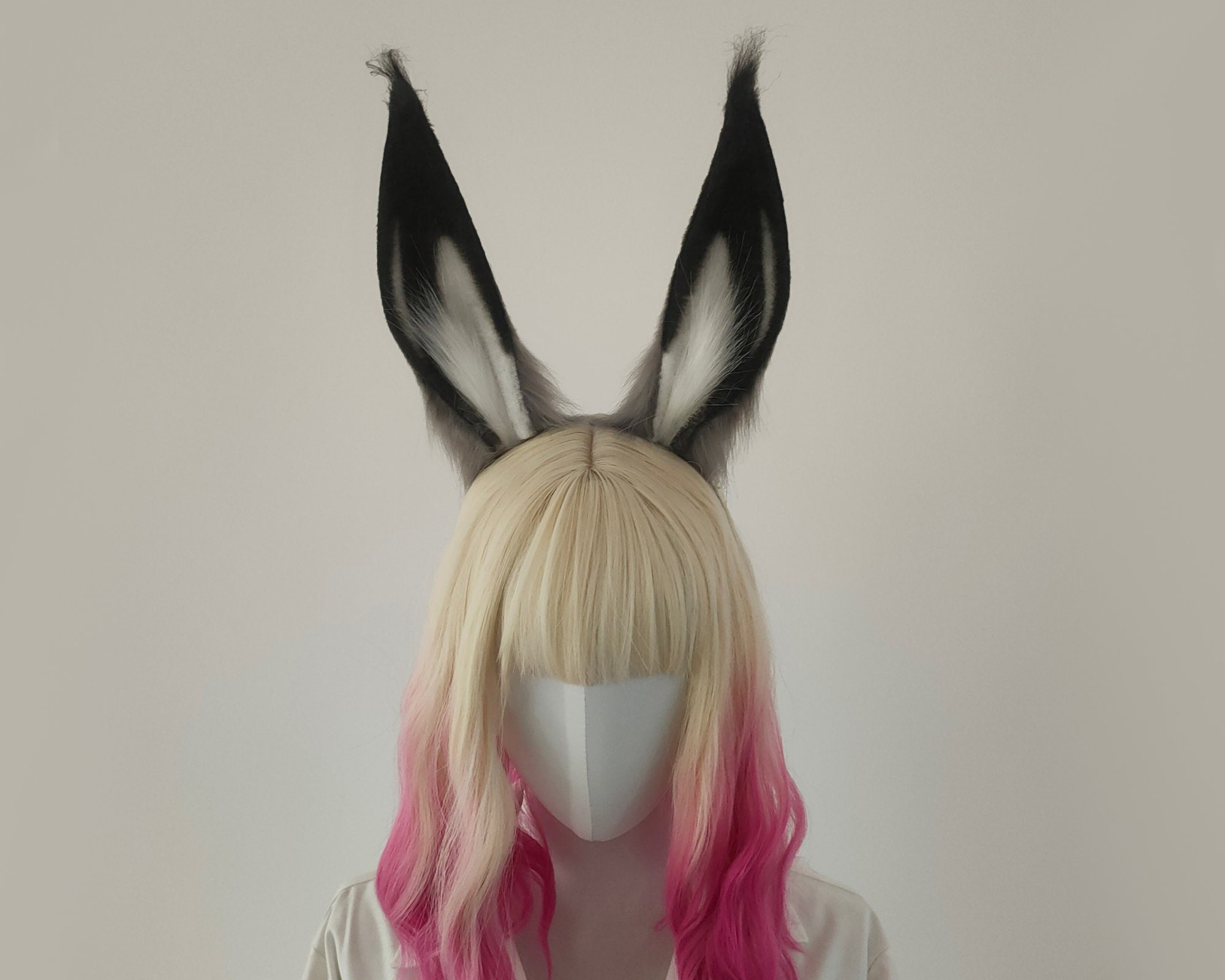 Black Rabbit Ears，cute Luxury Realistic Donkey Ears Headband,halloween ...