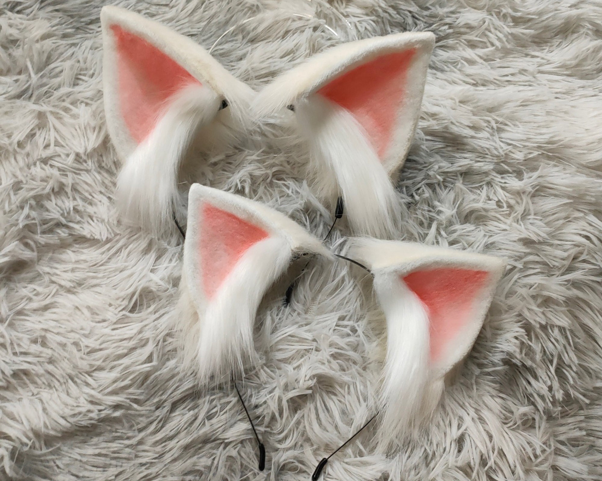 White Fox Earscute Luxury Realistic Wolf Ears Headband,halloween Animal ...