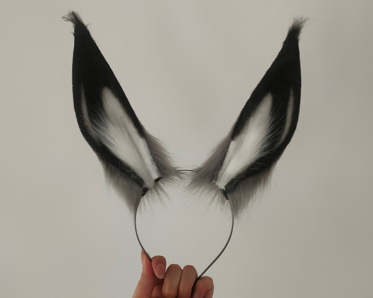 Black Rabbit Ears，cute Luxury Realistic Donkey Ears Headband,halloween ...