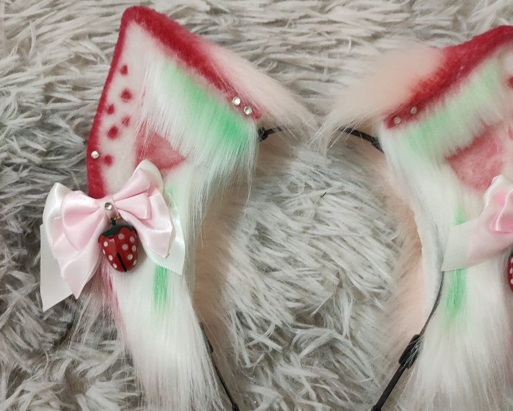 Pink Bow Cat Earscute Luxury Realistic Fox Ears Headband,halloween ...