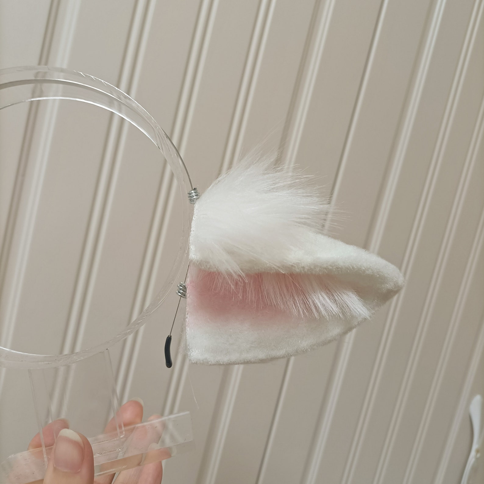 White Sheep Ears，cute Luxury Realistic Wolf Ear Headband,halloween ...