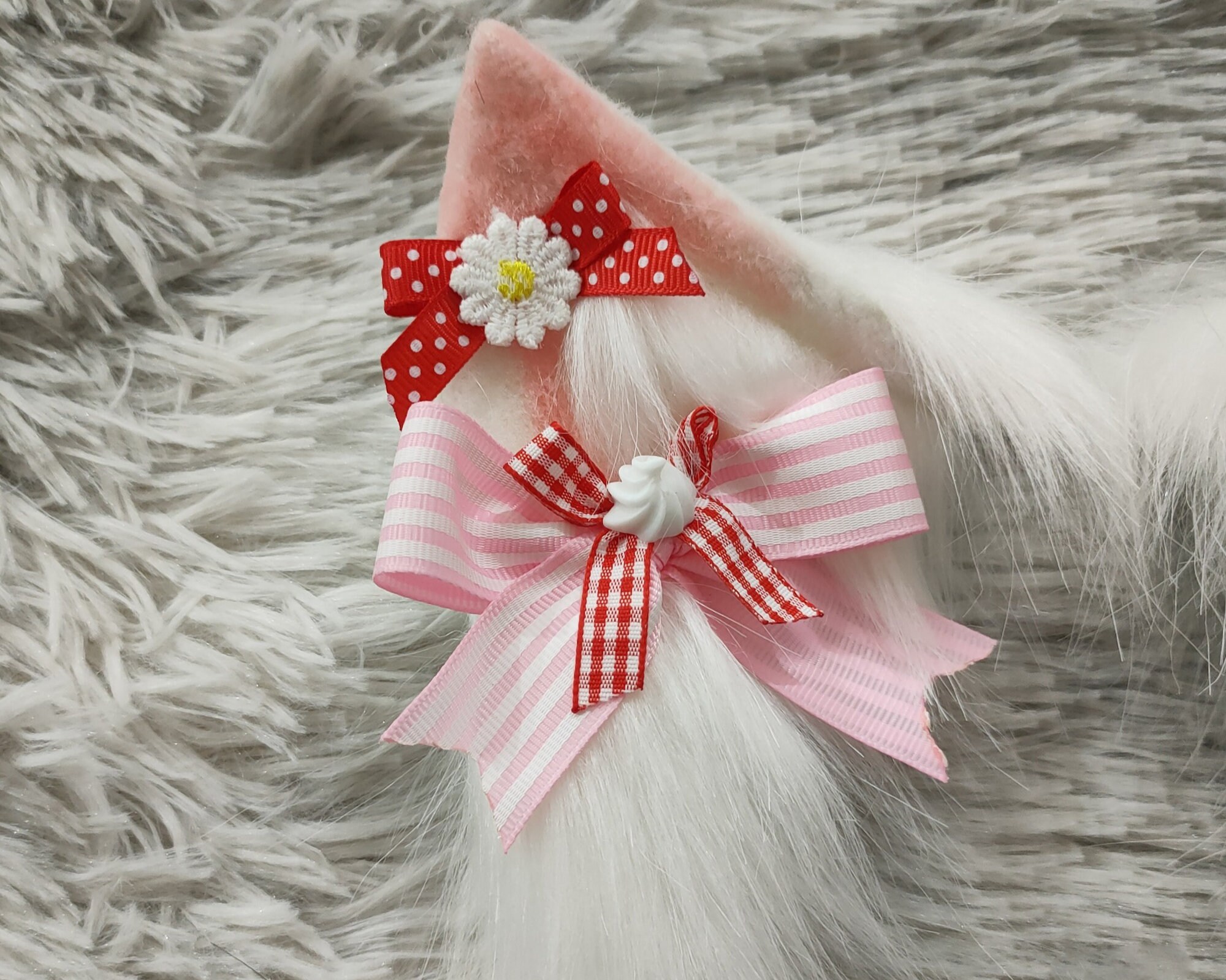 Pink Bow Cat Earscute Luxury Realistic Fox Ears - Etsy