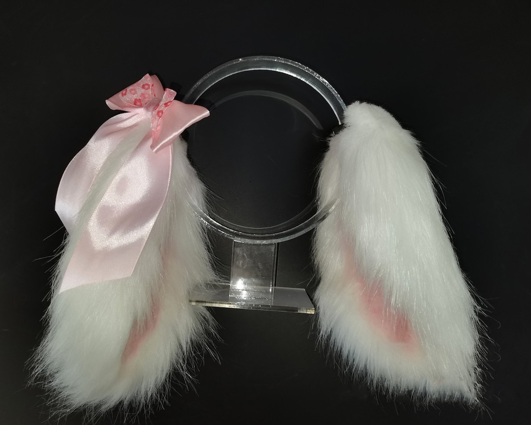 White Rabbit Ears，cute Luxury Realistic Donkey Ears Hair Clip,halloween ...