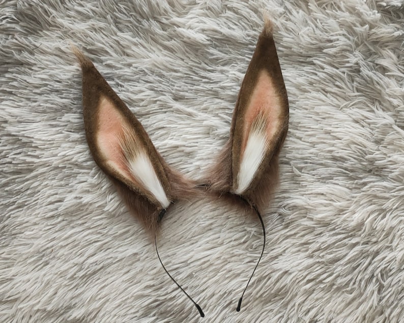 Brown Rabbit Ears，cute Luxury Realistic Donkey Ears Headband,halloween ...