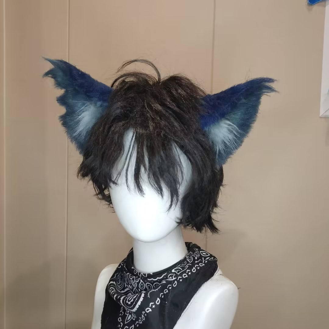 Blue Wolf Ears，cute Luxury Realistic Dog Ears Headband,halloween Animal ...