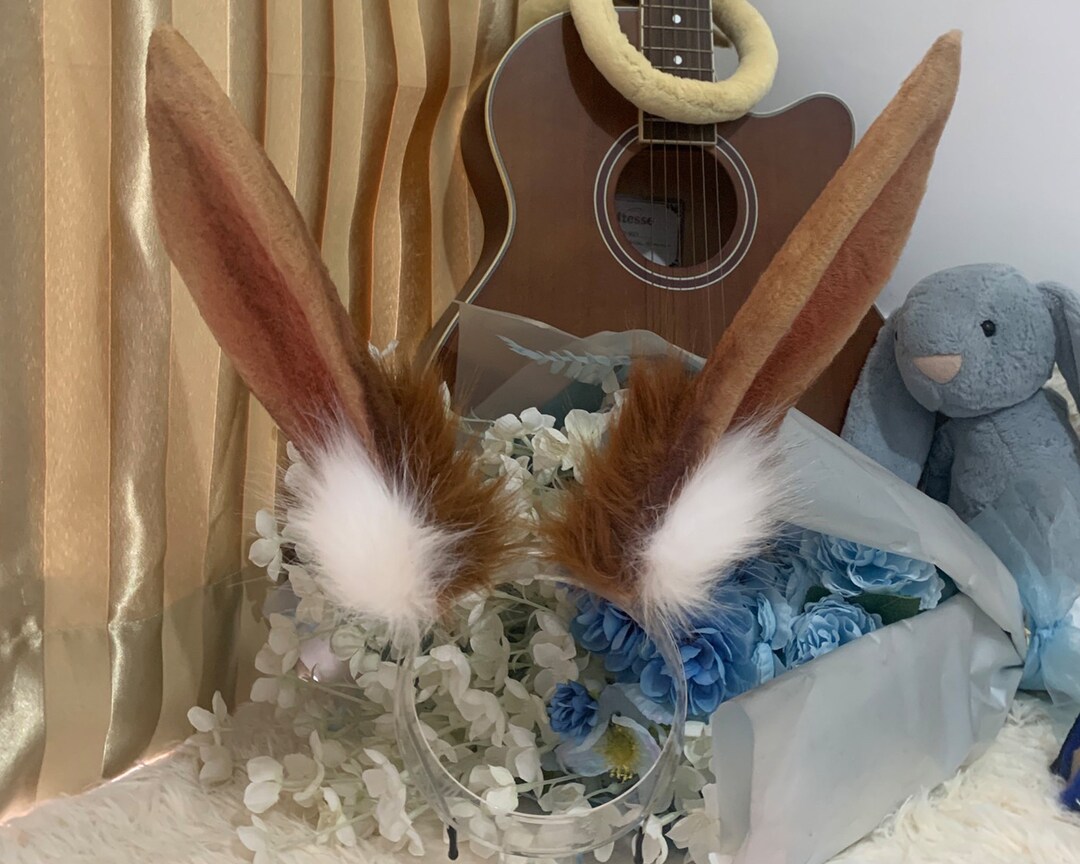 Brown Rabbit Ears，cute Luxury Realistic Donkey Ears Headband,halloween ...