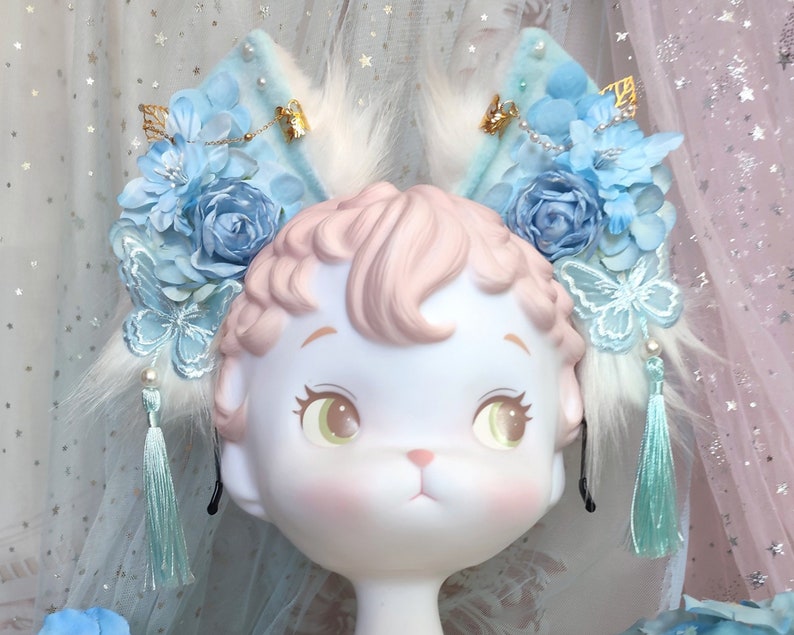 Blue Fox Earscute Luxury Realistic Flower Cat Ears - Etsy