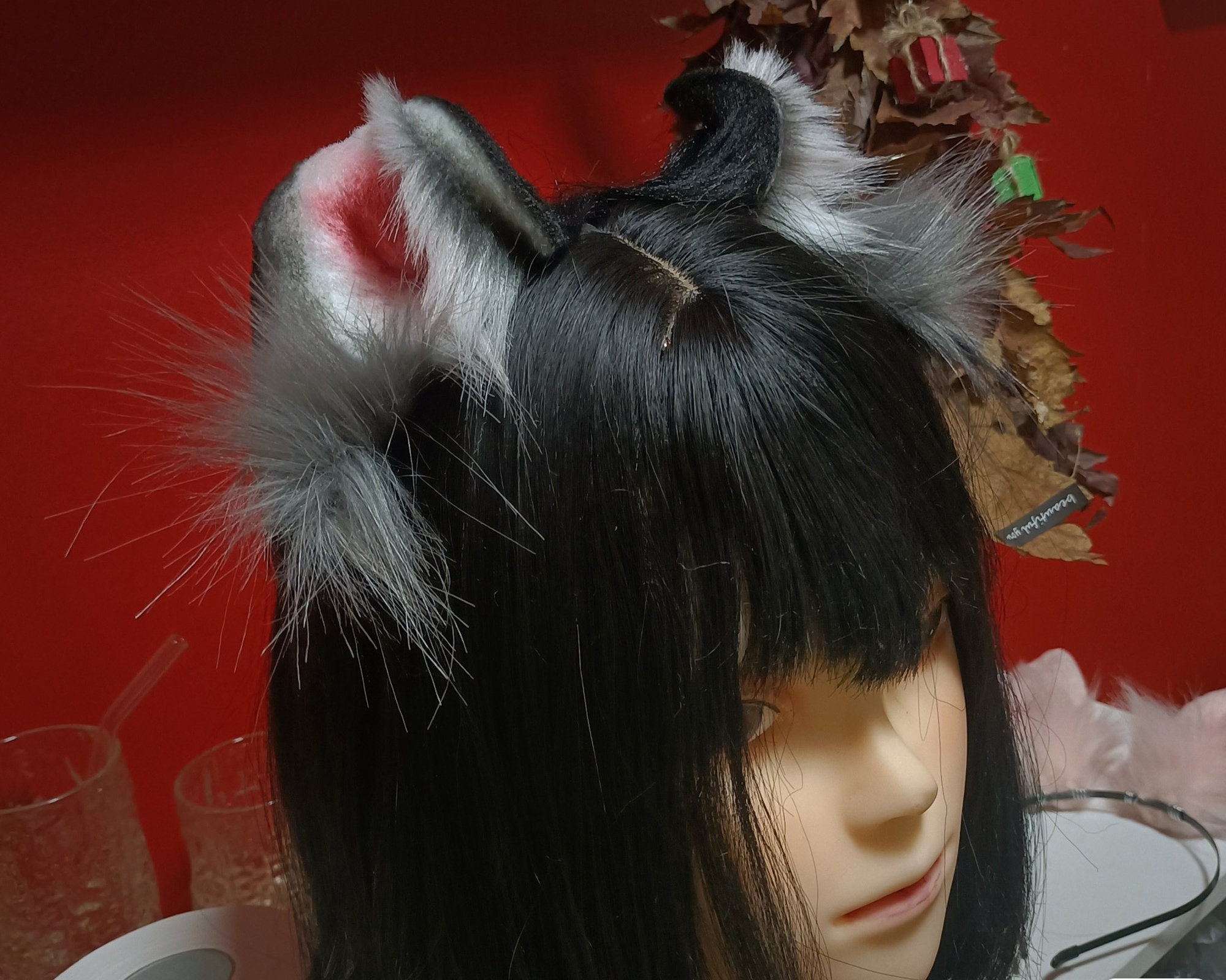 Black Cat Earscute Luxury Realistic Fox Ears Headband,halloween Animal ...