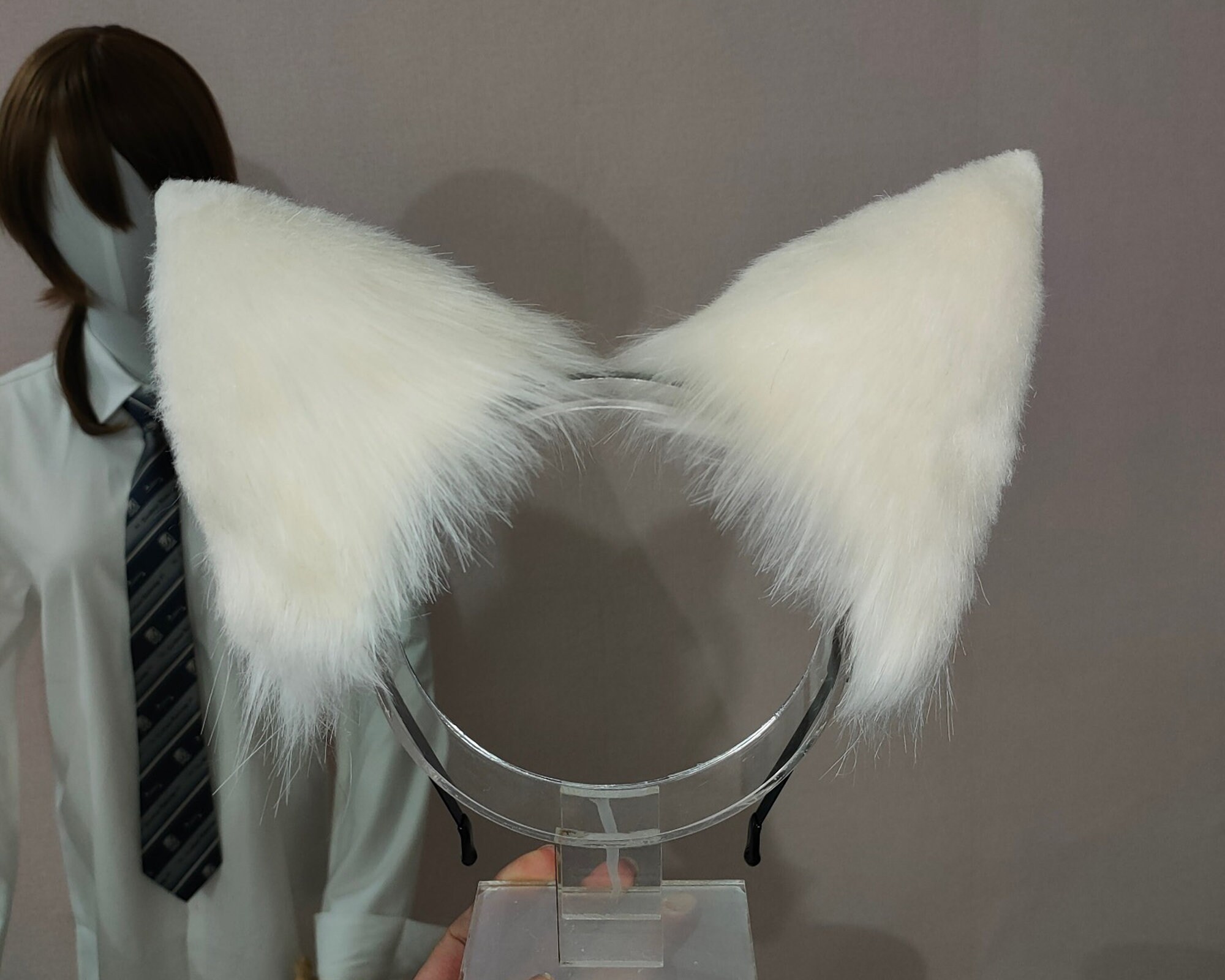 White Fox Earscute Luxury Realistic Wolf Ears Headband,halloween Animal ...