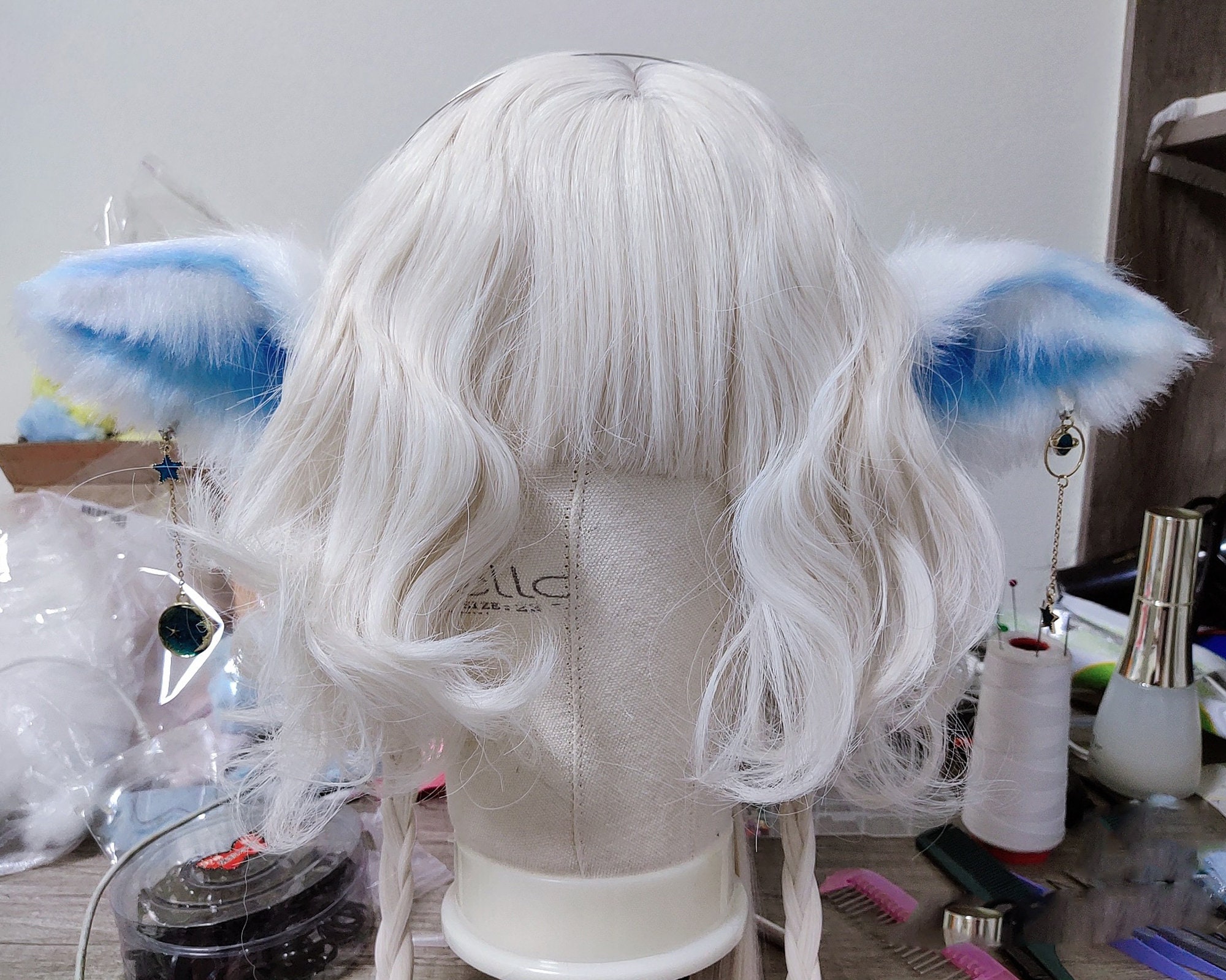 Blue Sheep Earscute Luxury Realistic Wolf Ears Headband,halloween ...