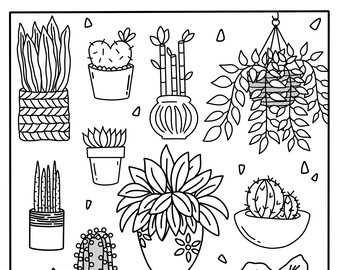Plant Coloring Page | Etsy