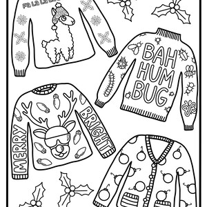 Ugly Christmas Sweater Coloring Page - Etsy