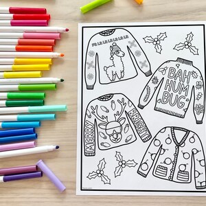 Ugly Christmas Sweater Coloring Page - Etsy