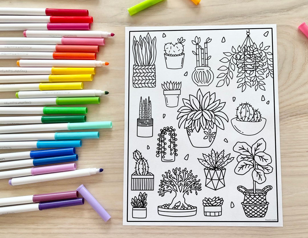 Succulent, Cactus & House Plant Coloring Page - Etsy