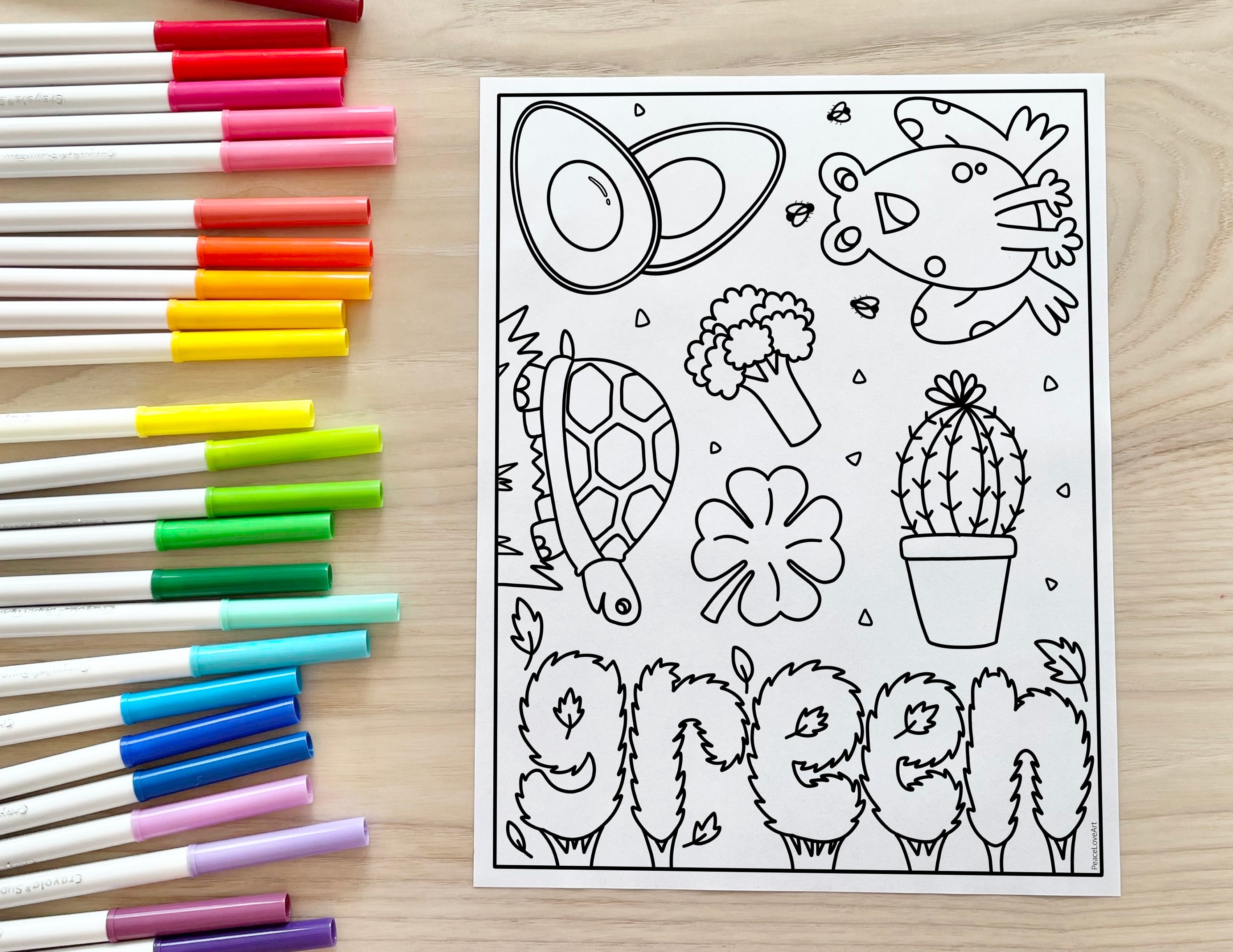 Green Things Coloring Page - Etsy