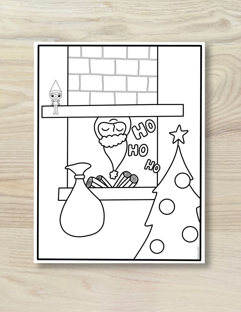 Santa Chimney Coloring Page - Etsy