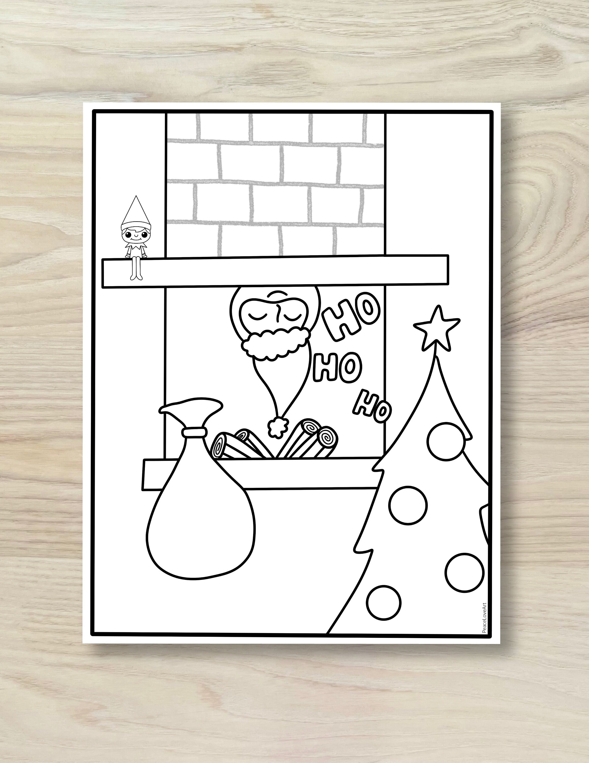 Santa Chimney Coloring Page - Etsy
